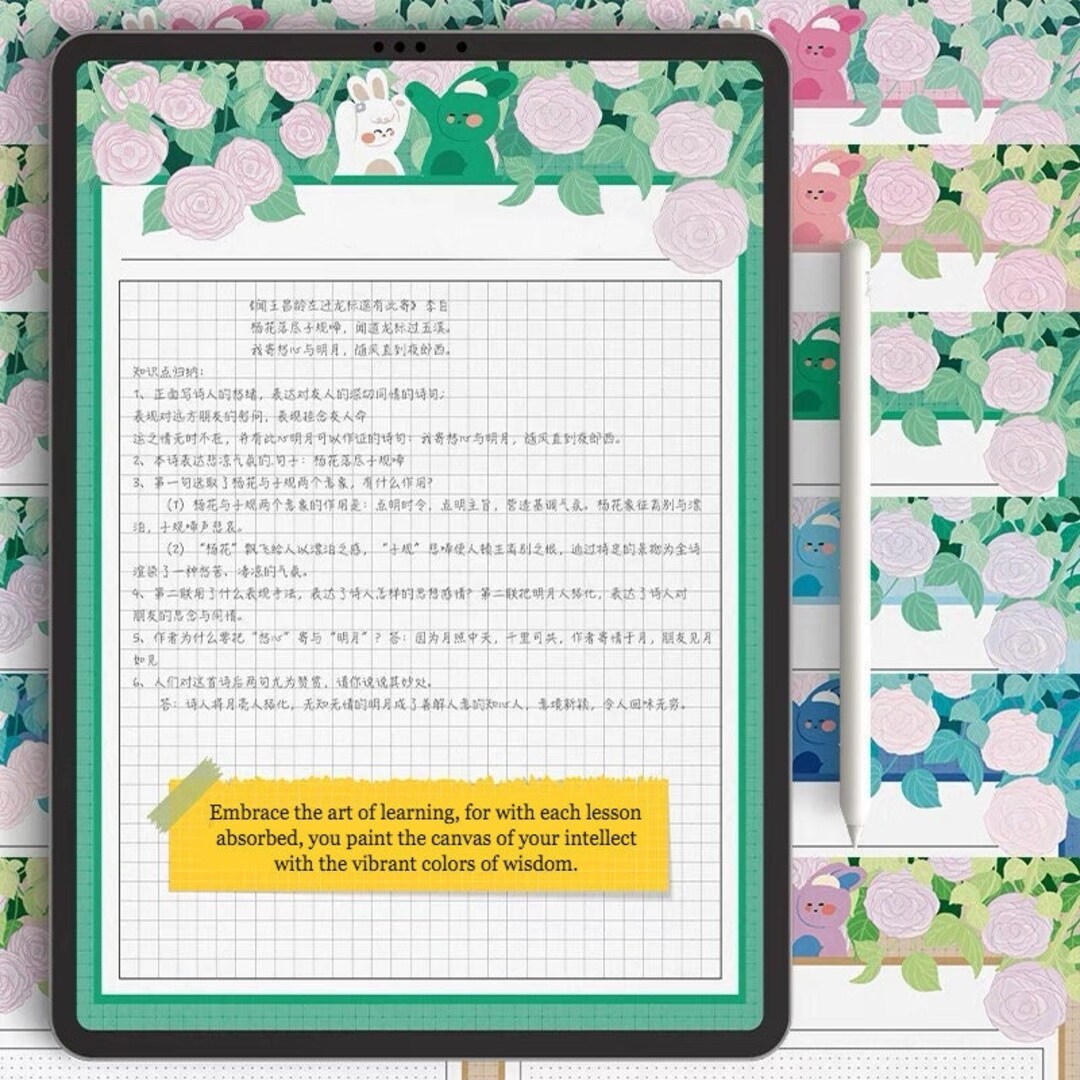 Cute Digital Notepaper Templates for iPad and Tablet Users | Flower ...