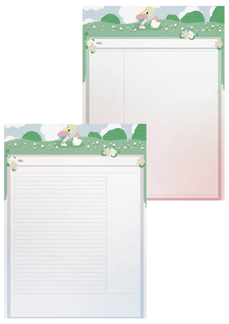 Cute Note Paper Templates | Cartoon Notebook Page Templates | iPad ...