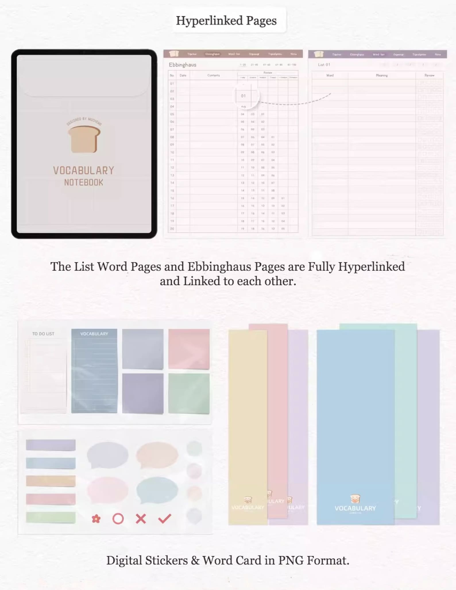 Vocabulary & Grammar Digital Notebook With Digital Stickers and Word ...