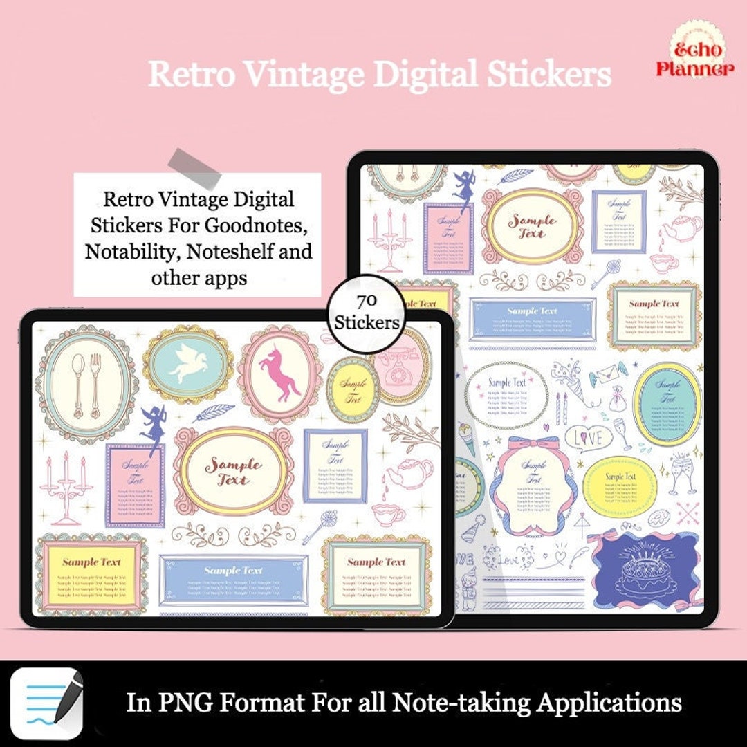 Vintage Style Digital Stickers | Retro Goodnotes Stickers for Planning ...