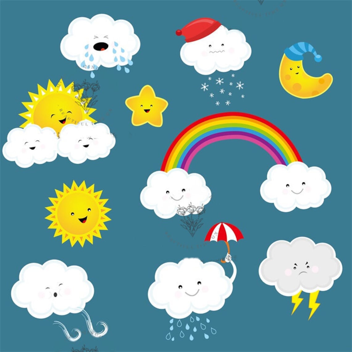 Cute Goodnotes Weather Stickers for Ipad Png Format Digital | Etsy