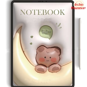 3D Digital Notebook Cover | Cute Notebook Covers | Cartoon Notability Cover | Bunny, Teddy Bear ...