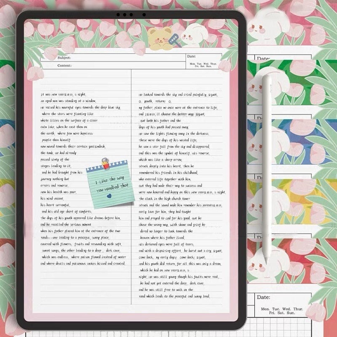 Cute Digital Paper Templates | Flower Paper Templates for Note-taking ...