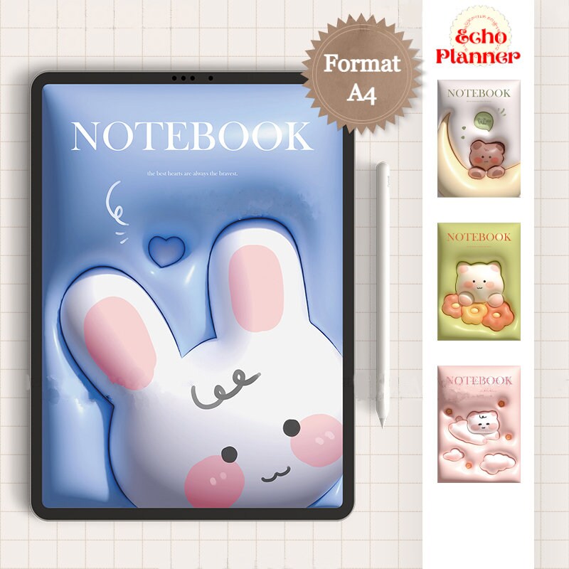 3D Digital Notebook Cover | Cute Notebook Covers | Cartoon Notability ...