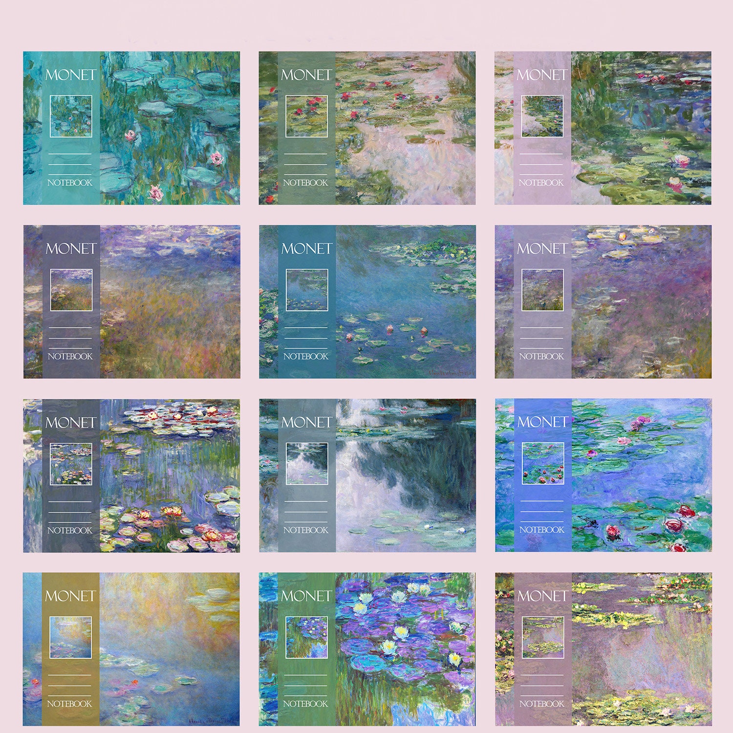 Monet Lily Water Digital Notebook Covers: Planner Designs (PDF) - Etsy