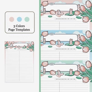 Colourful Floral Digital Note Paper Templates | Digital Cornell Notes ...