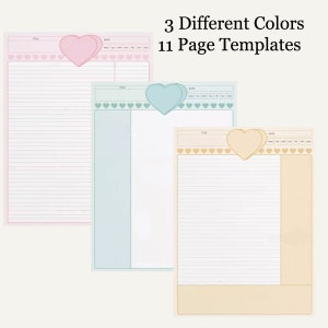 Cute Digital Page Templates for Note-taking Apps | Printable Notepaper ...
