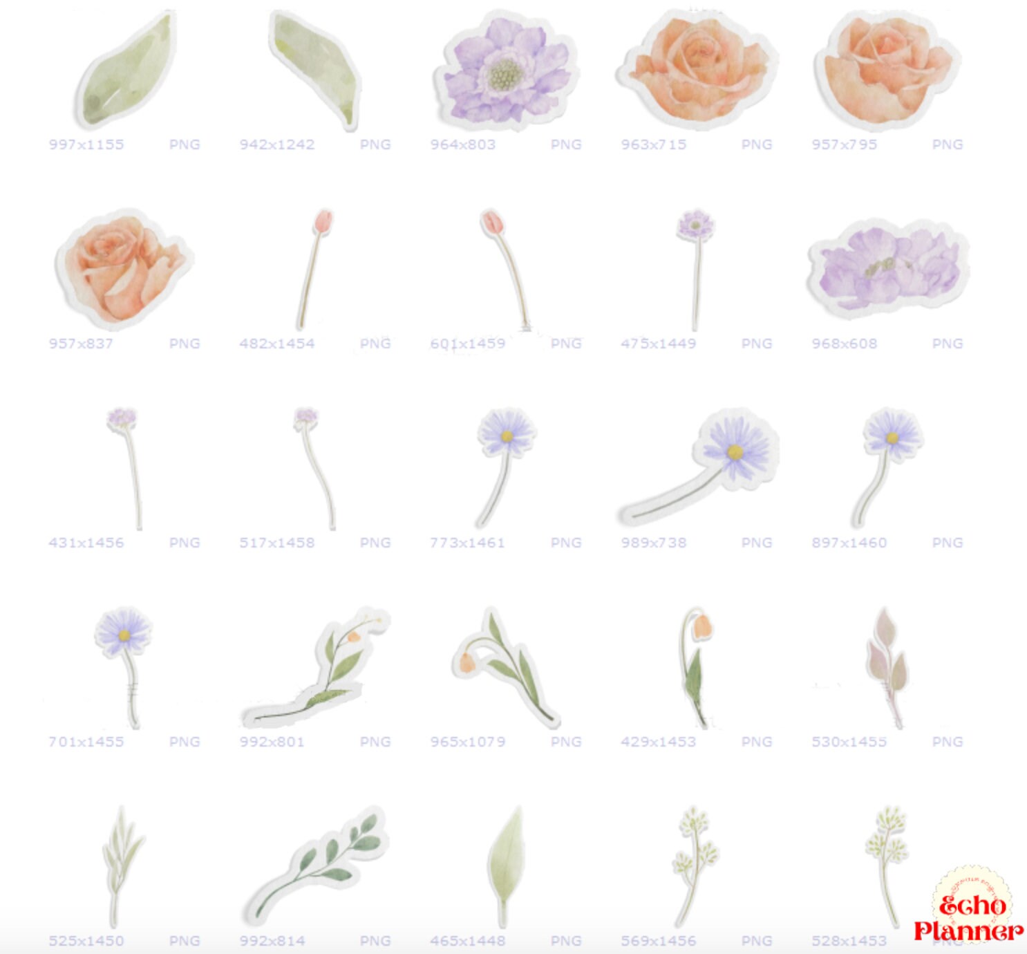Watercolor Floral Digital Sticker Book for Digital Planner - Etsy