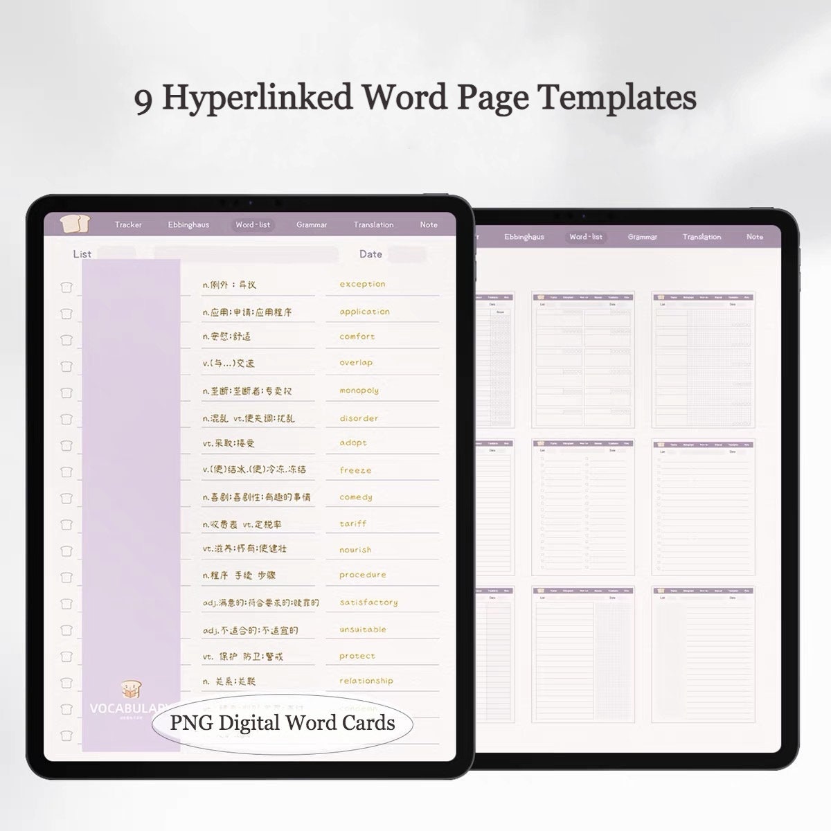 Vocabulary & Grammar Digital Notebook With Digital Stickers and Word ...