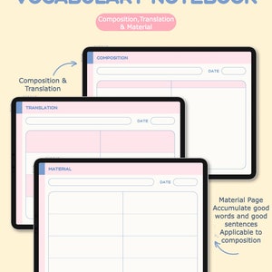 Language Learning Planner and Notebook | Grammar Digital Notebook ...