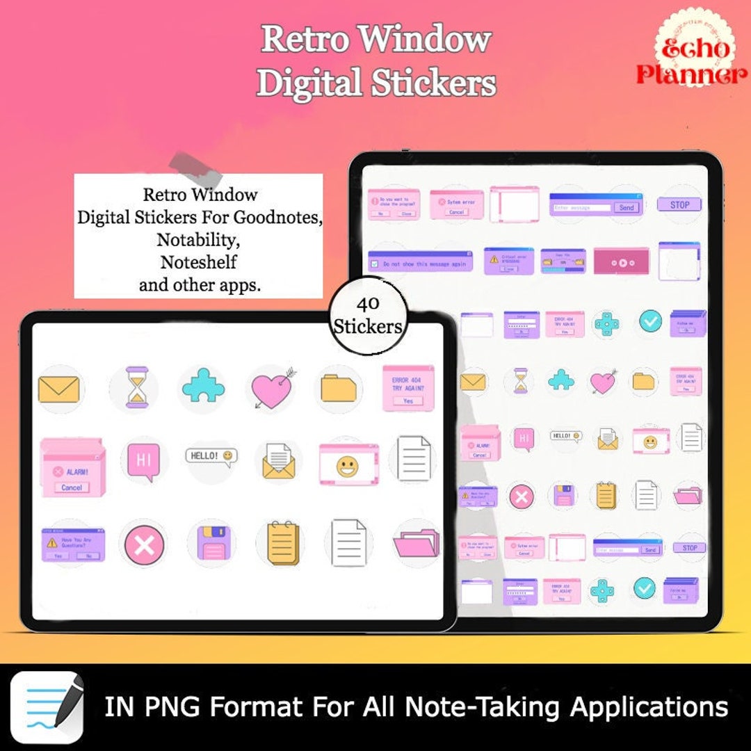 Retro Window & Technology Digital Sticker | Pre-cropped PNG | Study ...