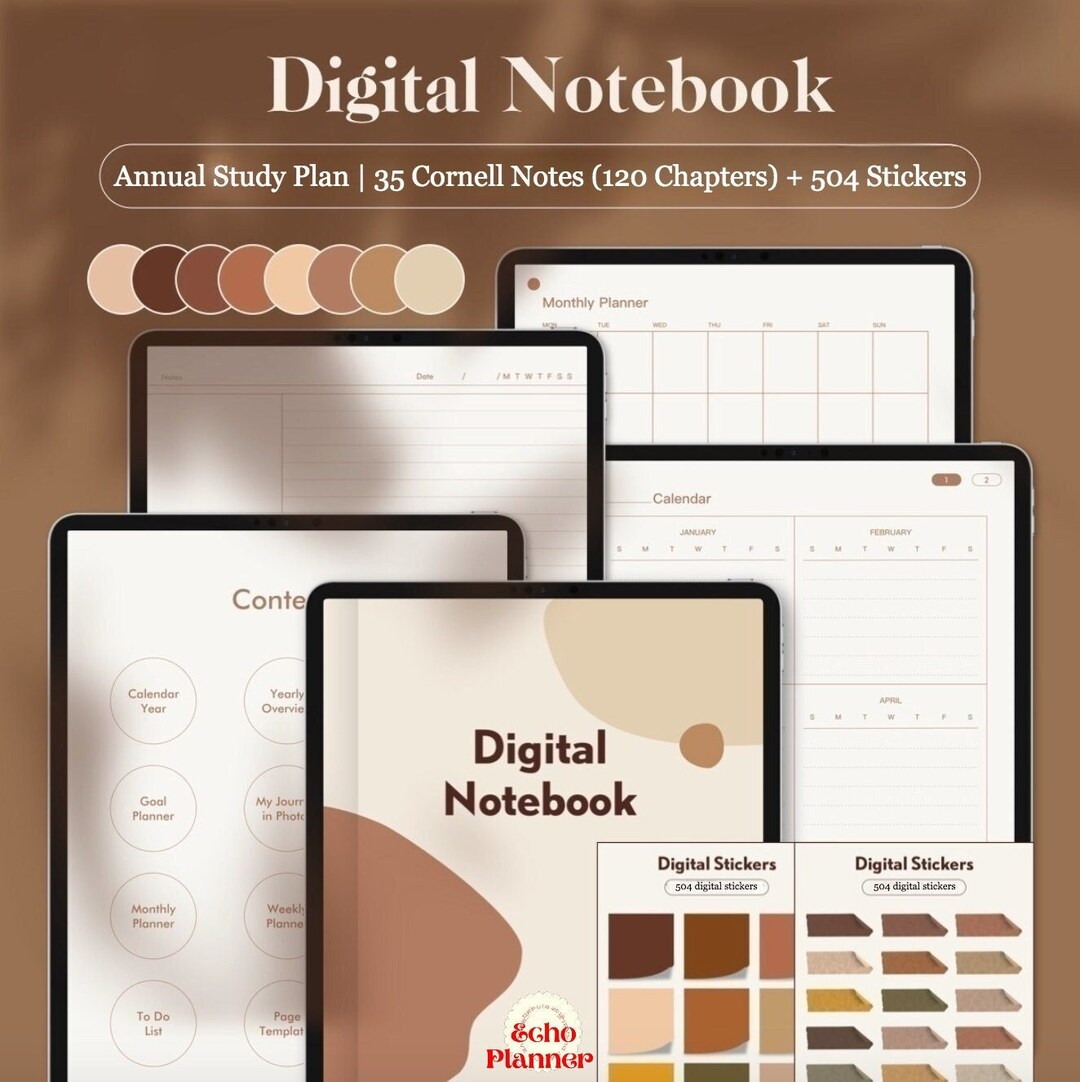 Digital Notebook With Free Digital Stickers | Study Plan for Students ...