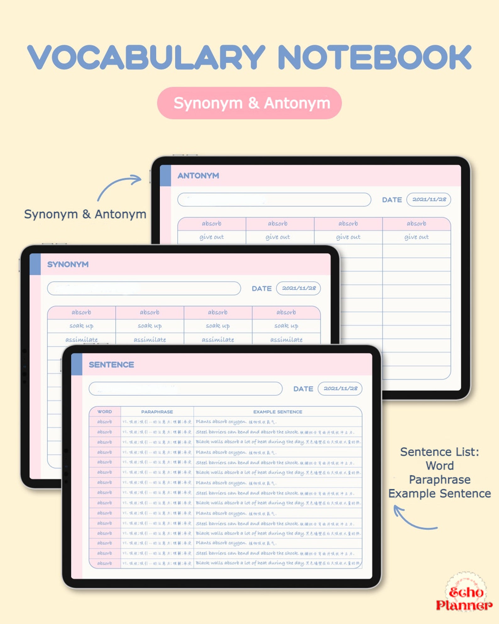 Language Learning Planner and Notebook | Grammar Digital Notebook ...