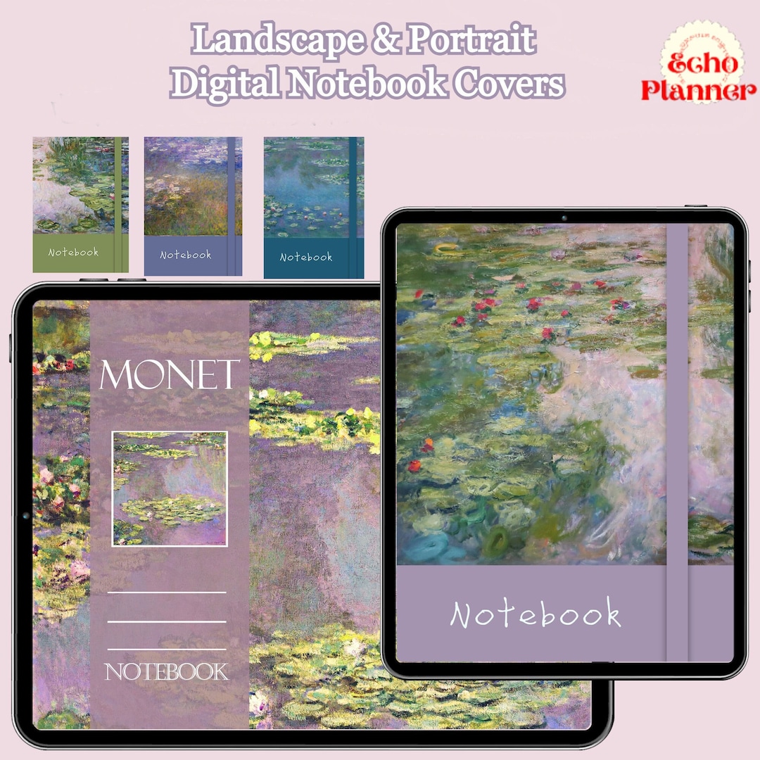 Monet Lily Water Digital Notebook Covers: Planner Designs (PDF) - Etsy