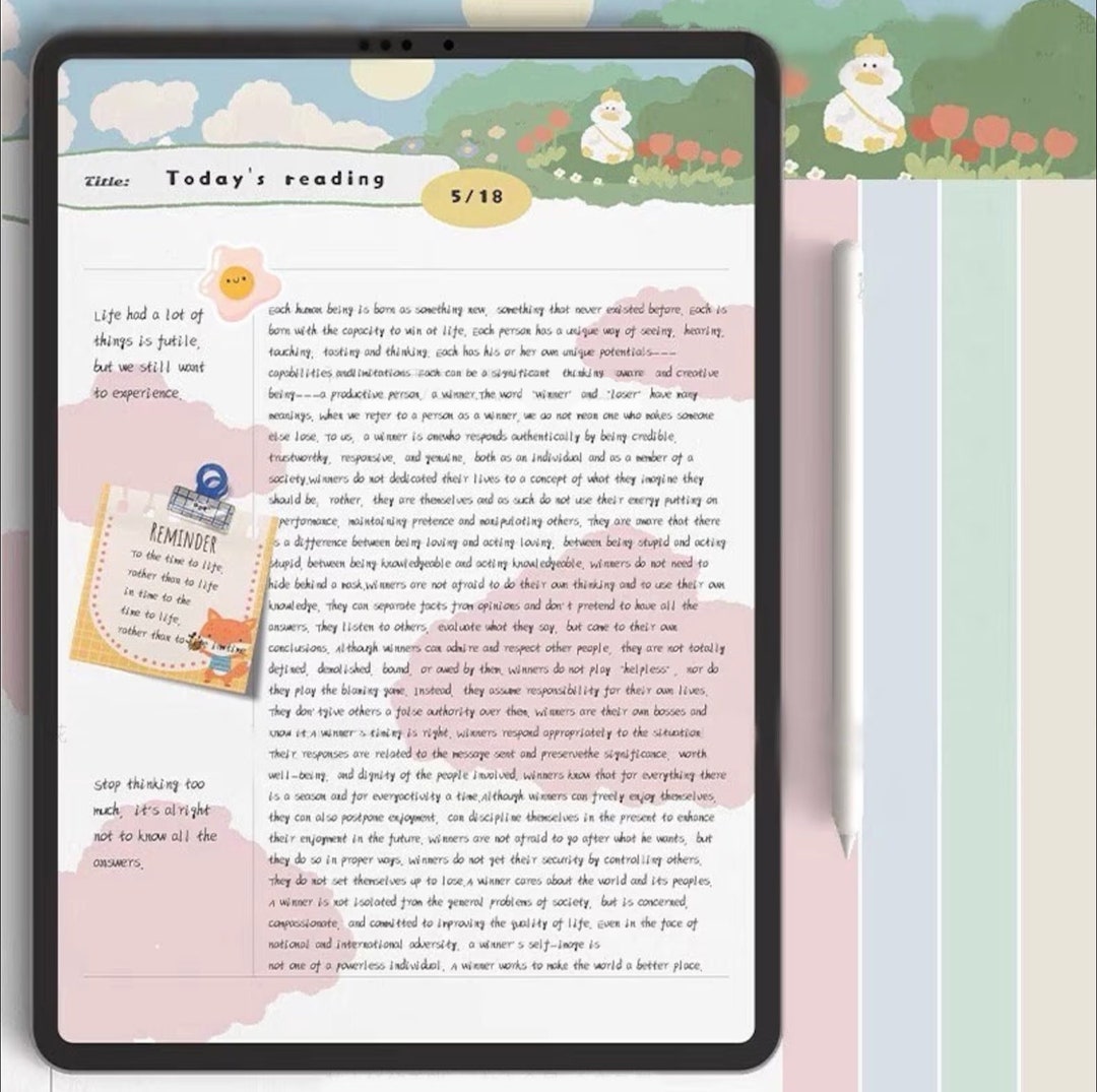 Colourful Cute Duck Digital Note Taking Templates | Samsung iPad ...