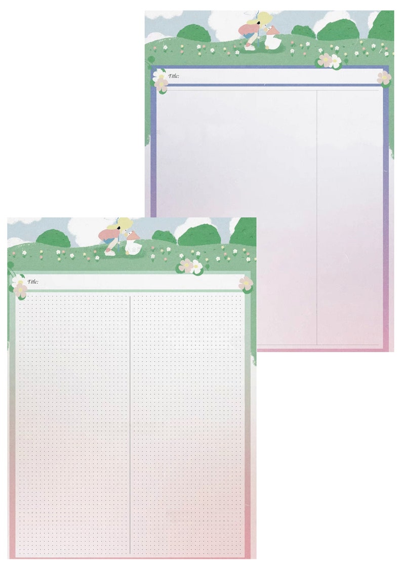 Cute Note Paper Templates | Cartoon Notebook Page Templates | iPad ...