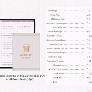 Vocabulary & Grammar Digital Notebook With Digital Stickers and Word ...