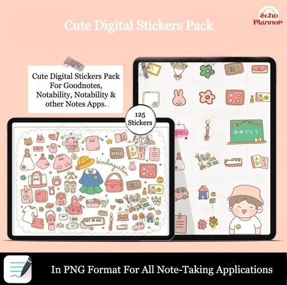 Cute Digital Stickers Pack Cartoon Hand-painted Simple - Etsy