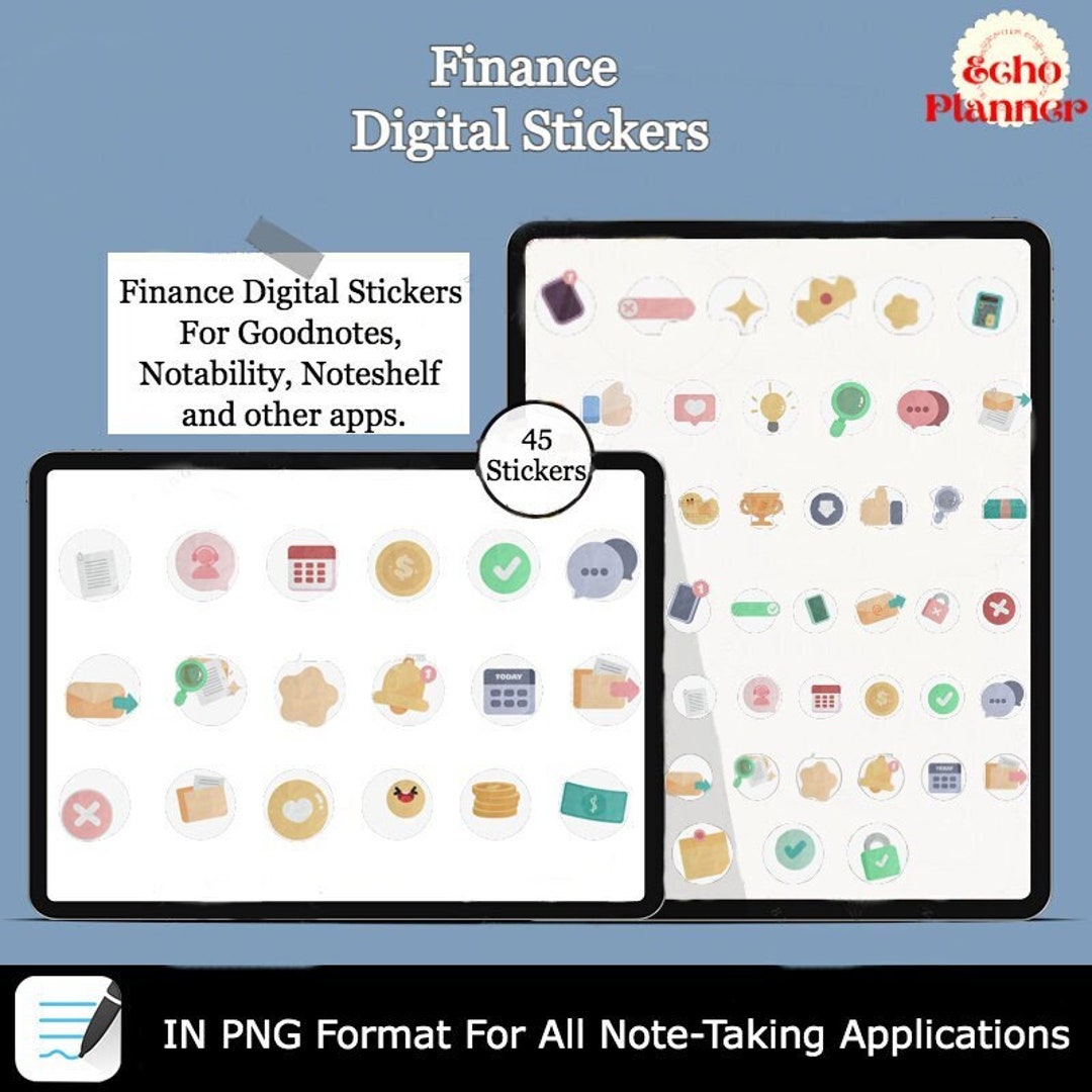 Finance Digital Stickers: Budget Planner, Goodnotes, Notability (PNG ...