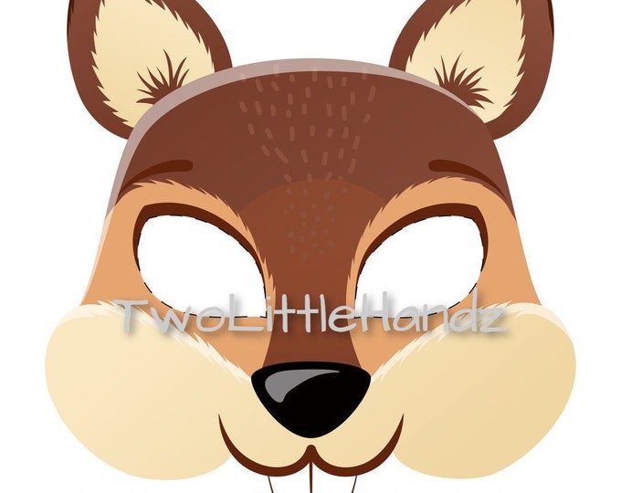 Squirrel Printable Mask Animal Masks for Kids Party Printable Coloring ...