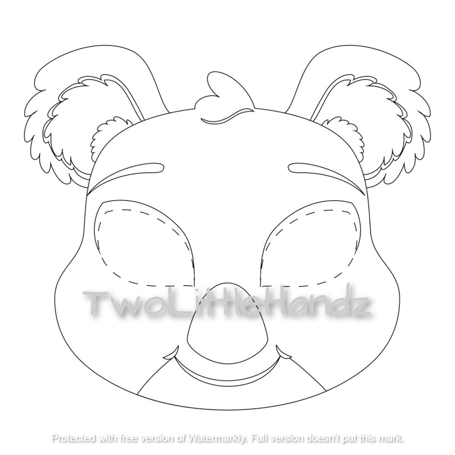 Koala Printable Mask Animal Masks for Kids Party Printable Coloring ...