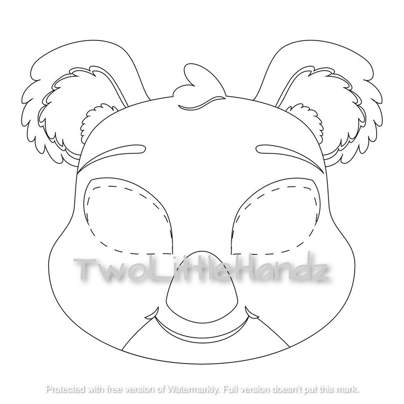 Koala Printable Mask Animal Masks for Kids Party Printable Coloring ...