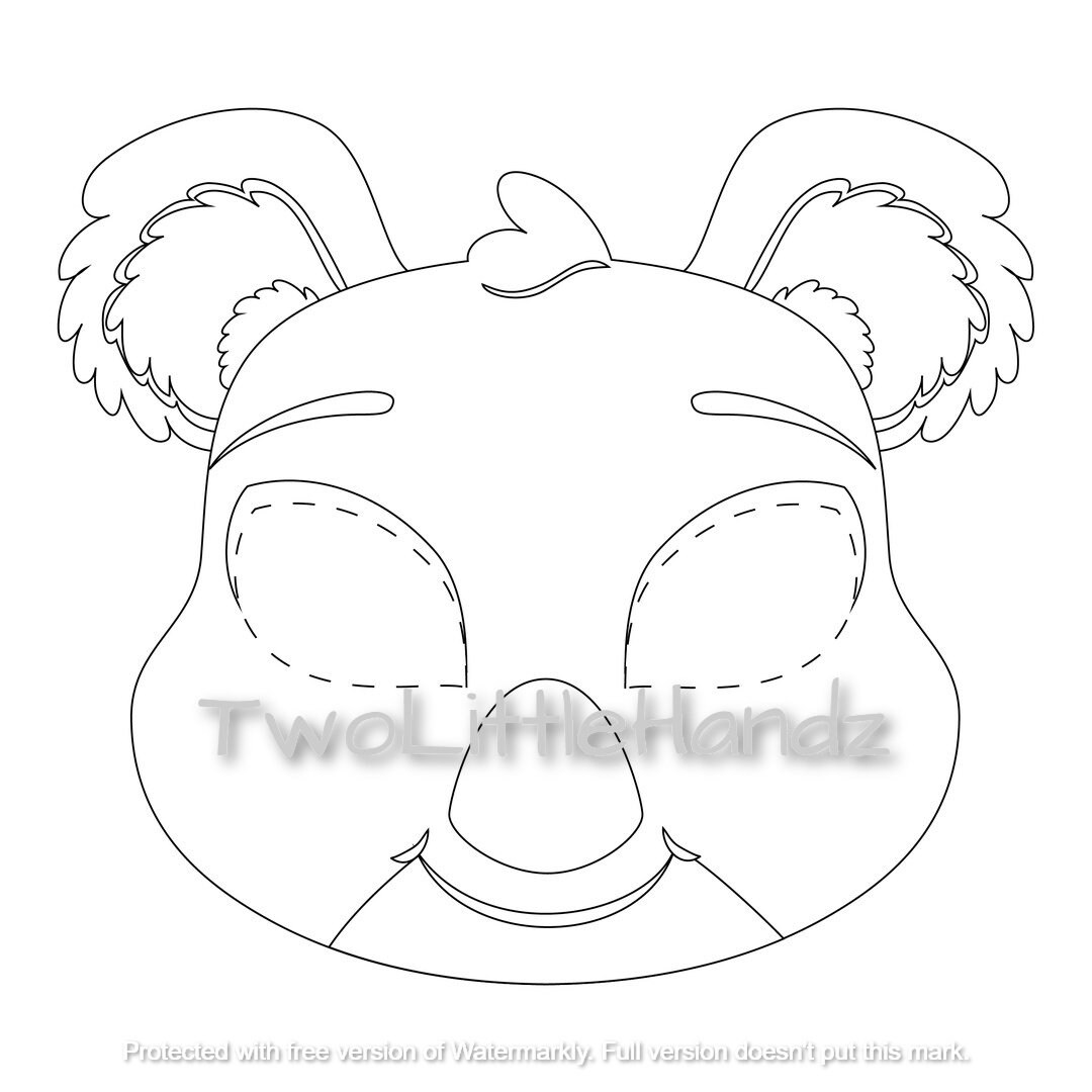 Koala Printable Mask Animal Masks for Kids Party Printable Coloring ...