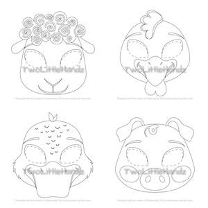 Farm Animal Masks Bundle Animal Masks for Kids Hen Pig Sheep Duck Party ...