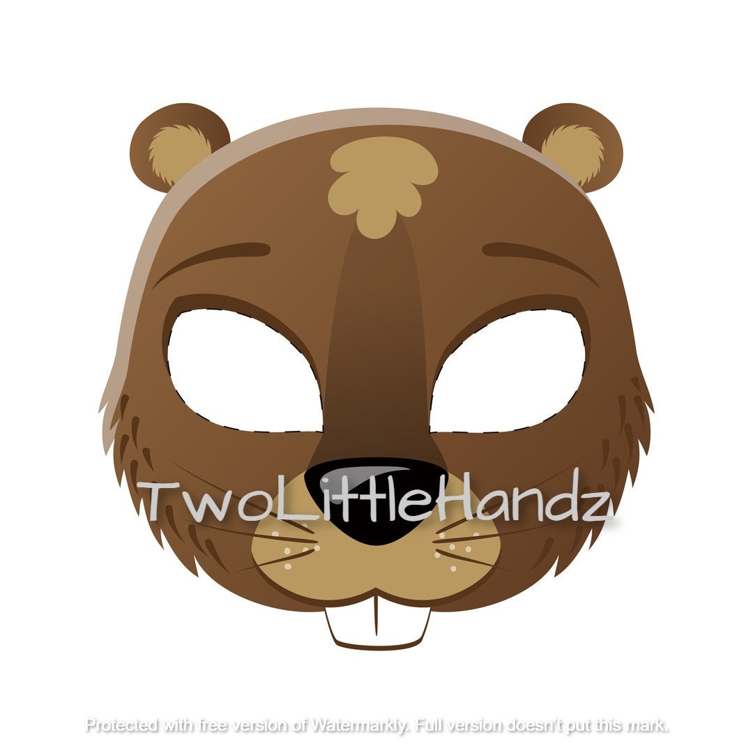 Beaver Printable Mask Animal Masks for Kids Party Printable Coloring ...