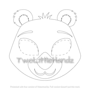 Bear Printable Mask Animal Masks for Kids Party Printable Coloring Page ...