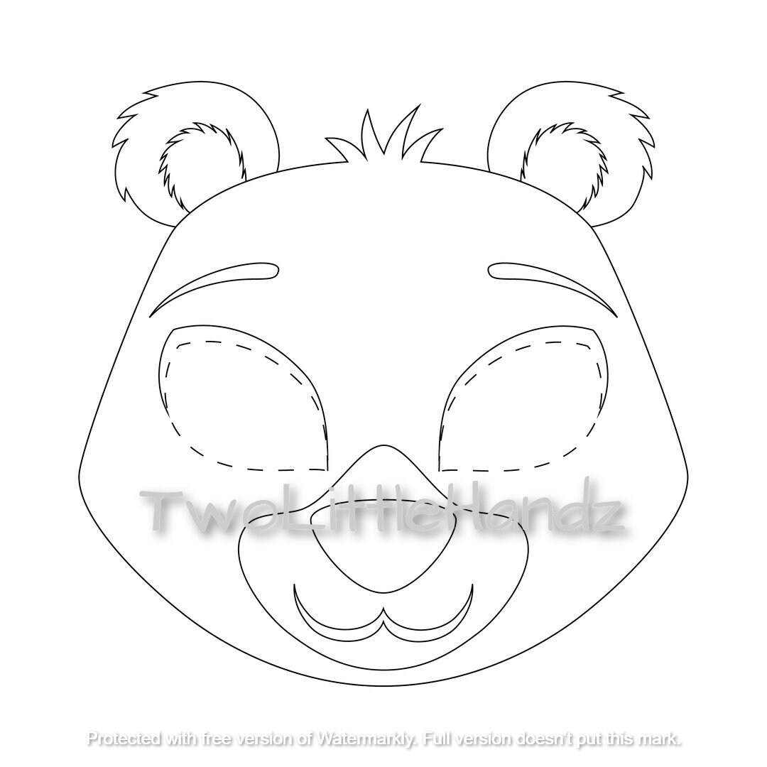 Bear Printable Mask Animal Masks for Kids Party Printable Coloring Page ...