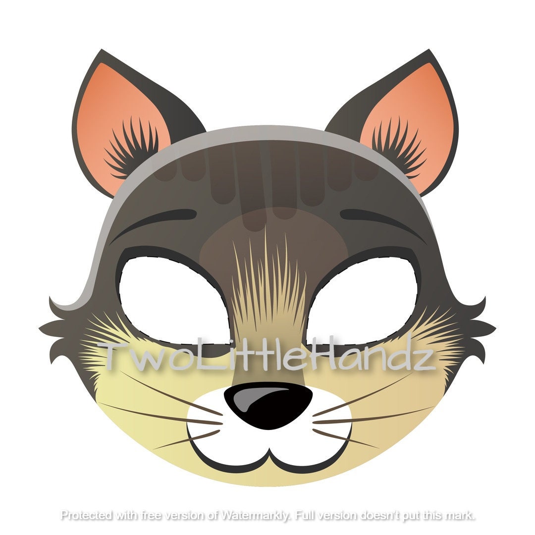 Cat Printable Mask Animal Masks for Kids Party Printable Coloring Page ...