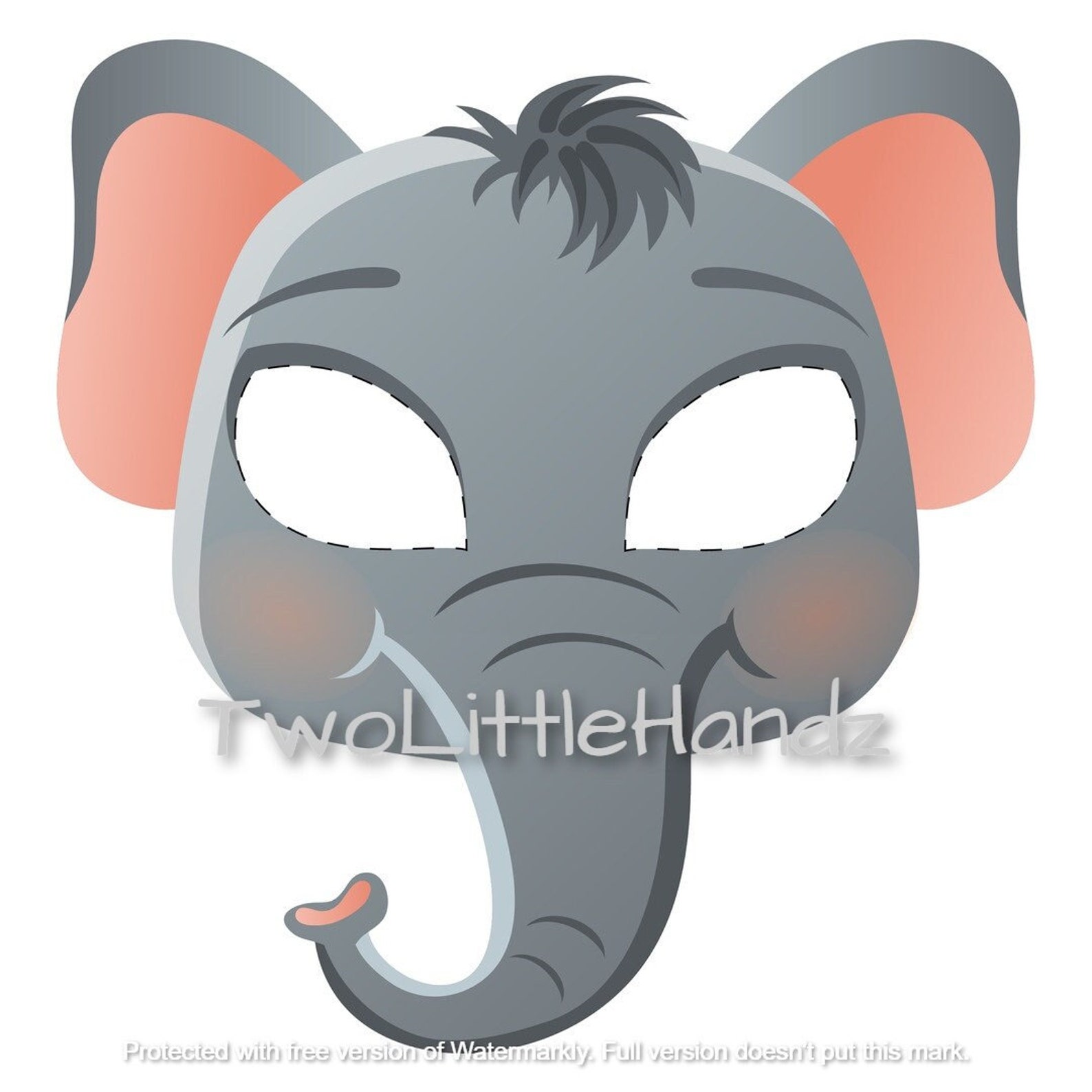 Elephant Printable Mask Animal Masks for Kids Party Printable Coloring ...