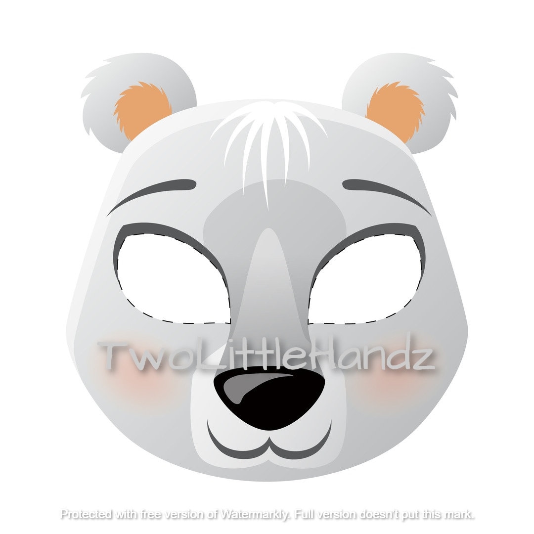 Polar Bear Printable Mask Animal Masks for Kids Party Printable ...