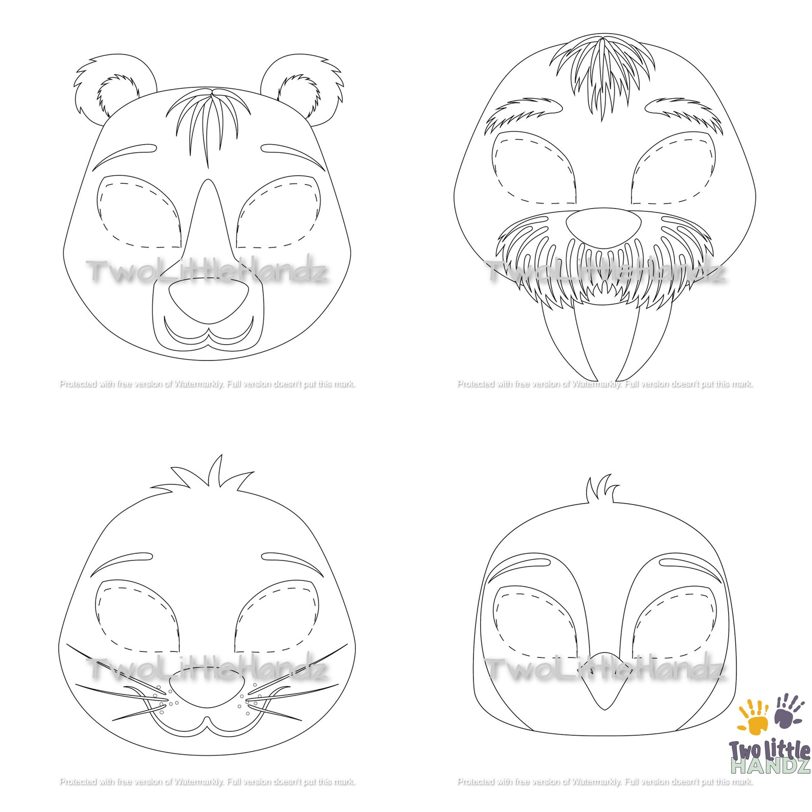 Arctic Animal Masks Bundle Animal Masks for Kids Polar Bear Penguin ...