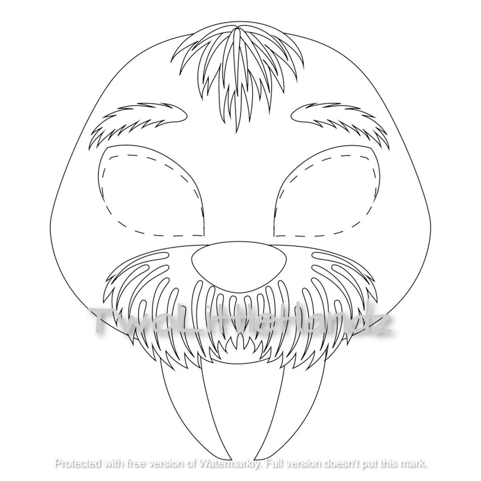 Walrus Printable Mask Animal Masks for Kids Party Printable Coloring ...