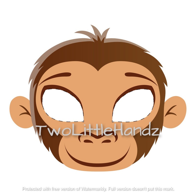 Monkey Printable Mask Animal Masks for Kids Party Printable Coloring ...