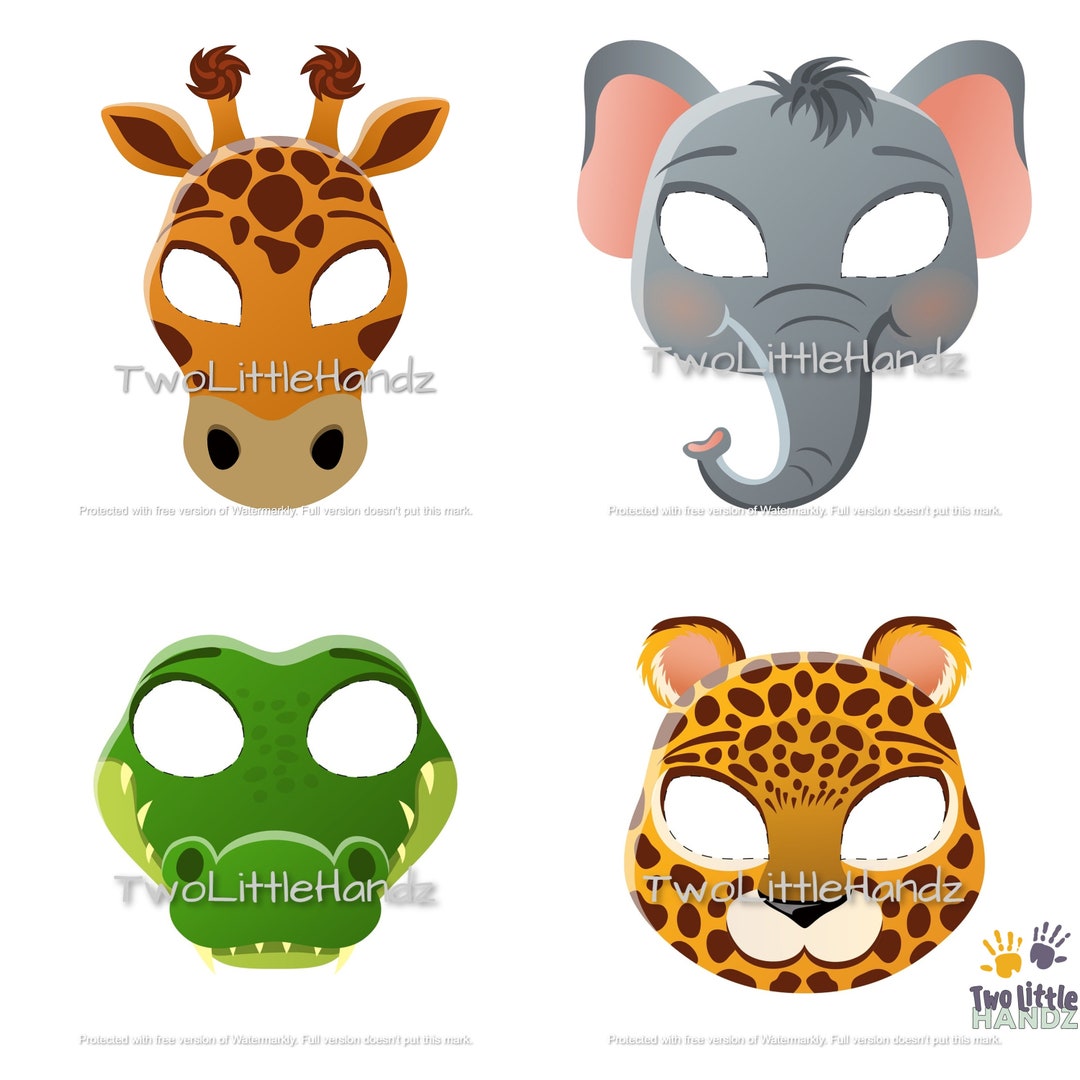 Safari Animal Masks Bundle Animal Masks for Kids Crocodile Elephant ...