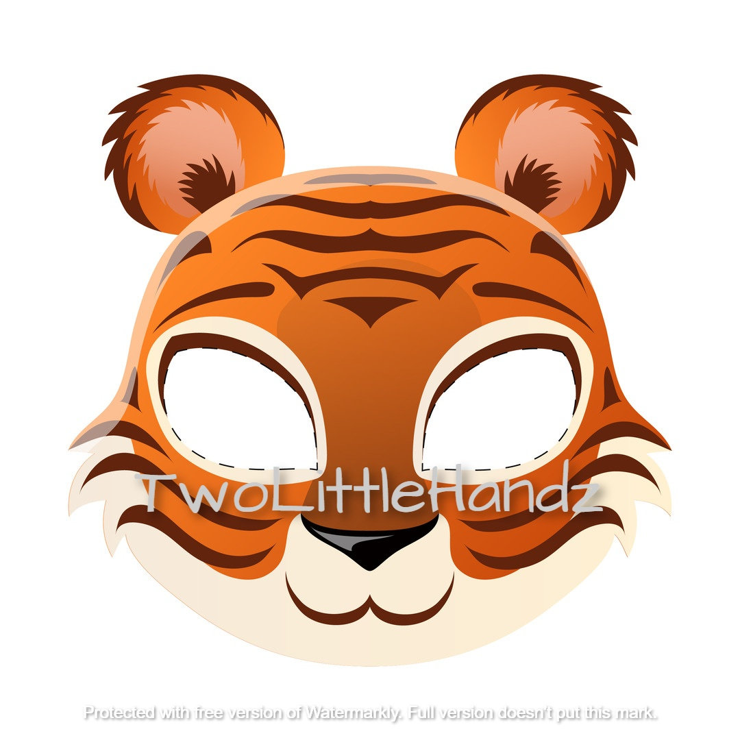 Tiger Printable Mask Animal Masks for Kids Party Printable Coloring ...