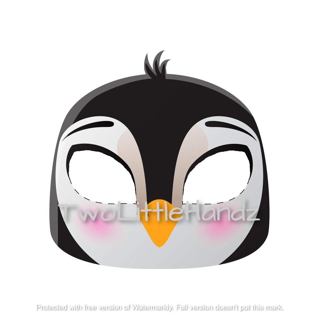 Penguin Printable Mask Animal Masks for Kids Party Printable Coloring ...