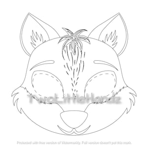 Fox Printable Mask Animal Masks for Kids Party Printable Coloring Page ...