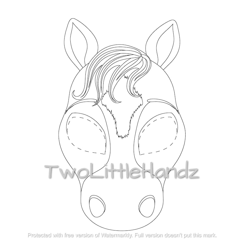 Horse Printable Mask Animal Masks for Kids Party Printable Coloring ...