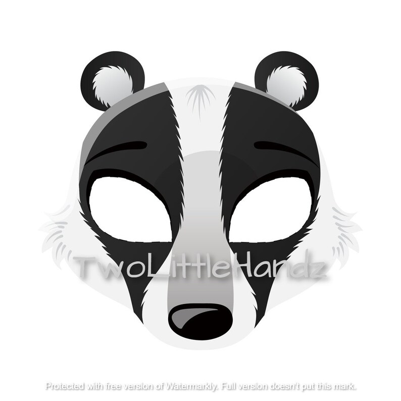 Badger Printable Mask Animal Masks for Kids Party Printable Coloring ...