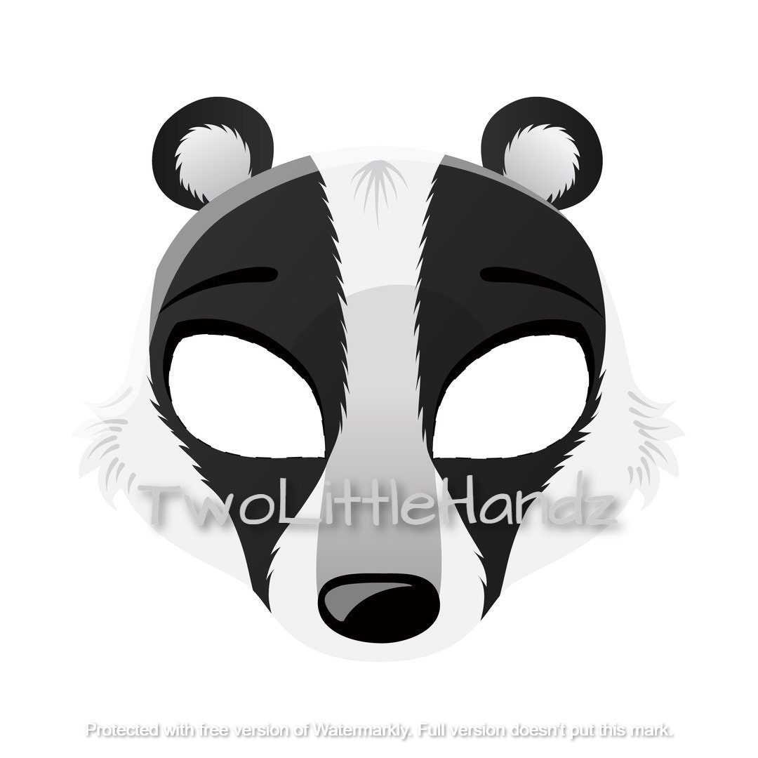 Badger Printable Mask Animal Masks for Kids Party Printable Coloring ...