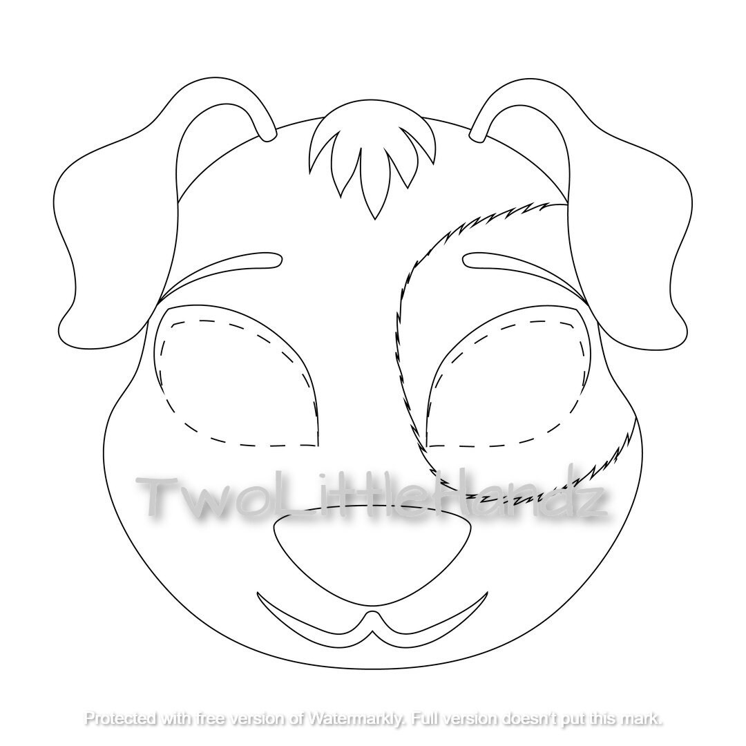Dog Printable Mask Animal Masks for Kids Party Printable Coloring Page ...