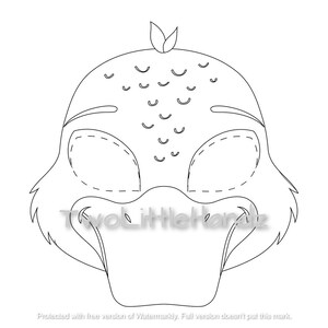 Duck Printable Mask Animal Masks for Kids Party Printable Coloring Page ...