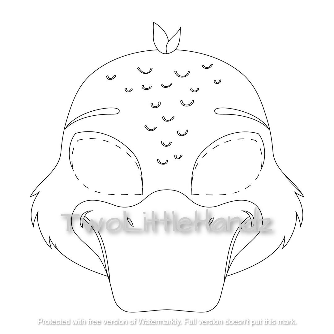 Duck Printable Mask Animal Masks for Kids Party Printable Coloring Page ...