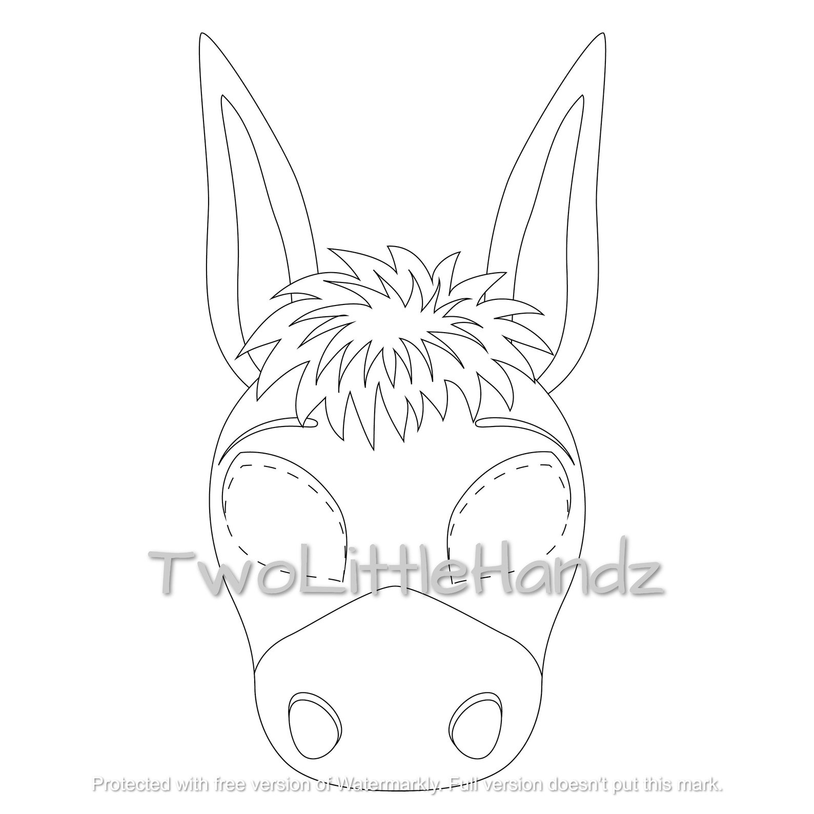 Donkey Printable Mask Animal Masks for Kids Party Printable Coloring ...