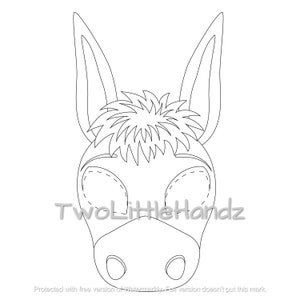 Donkey Printable Mask Animal Masks for Kids Party Printable Coloring ...
