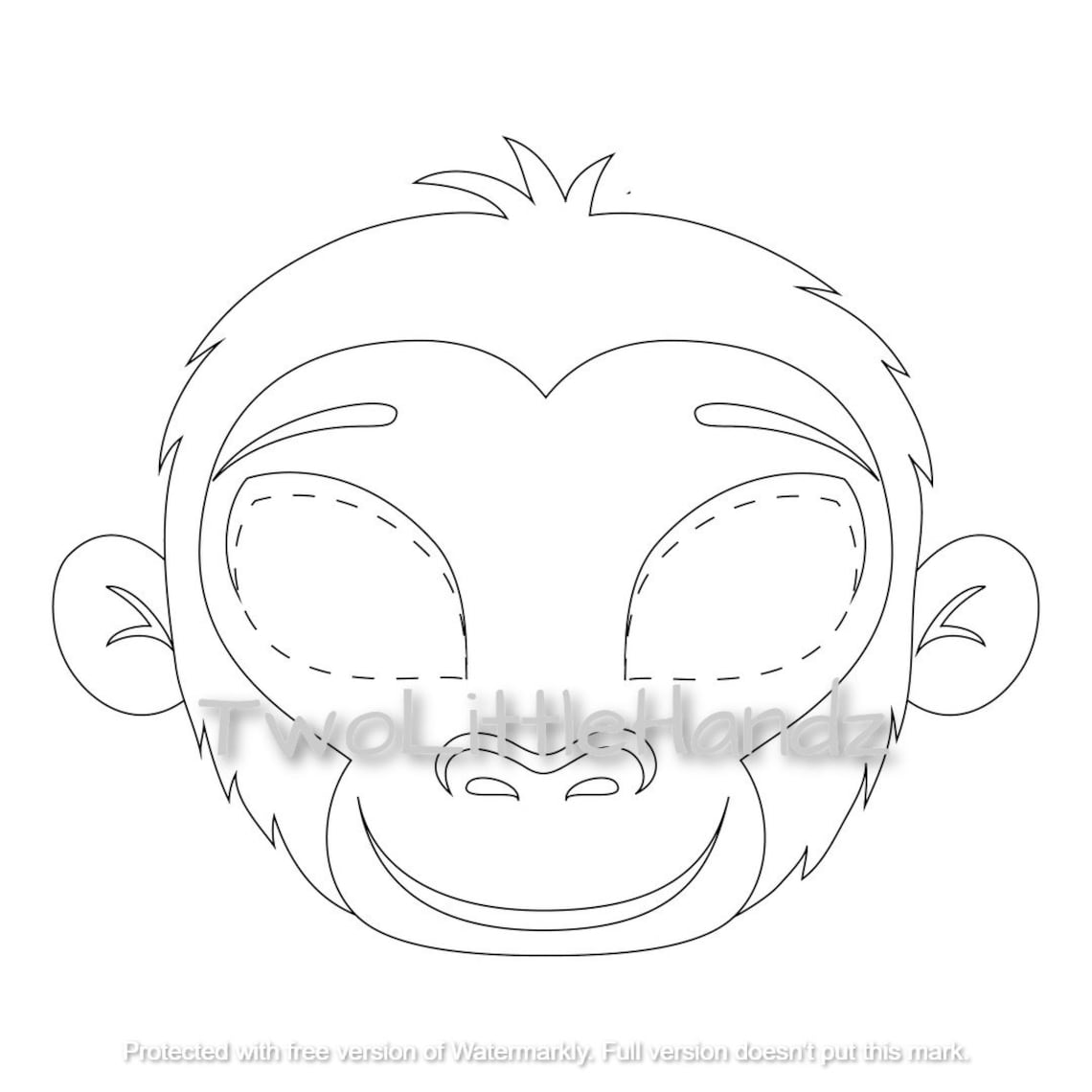Monkey Printable Mask Animal Masks for Kids Party Printable Coloring ...